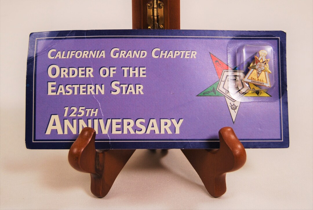 Vintage Order of the Eastern Star 125th Anniversary Pin on Card ...
