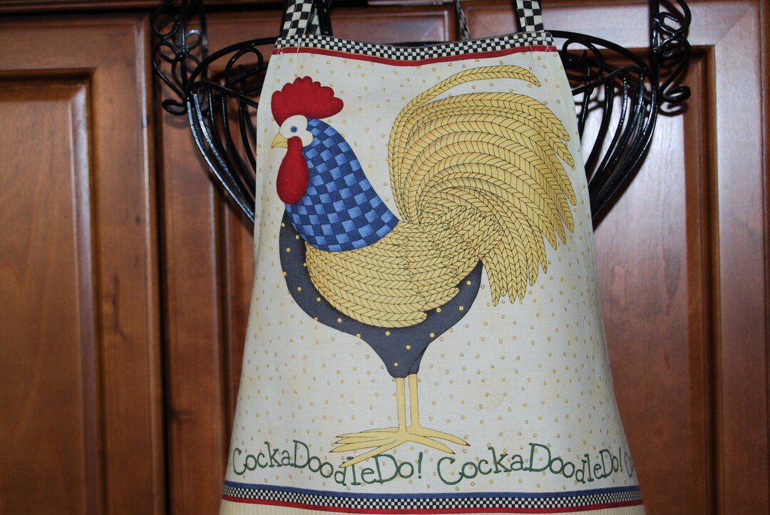 Vintage Cockadoodledo! Rooster Apron, Handmade From Panel Fabric - Etsy