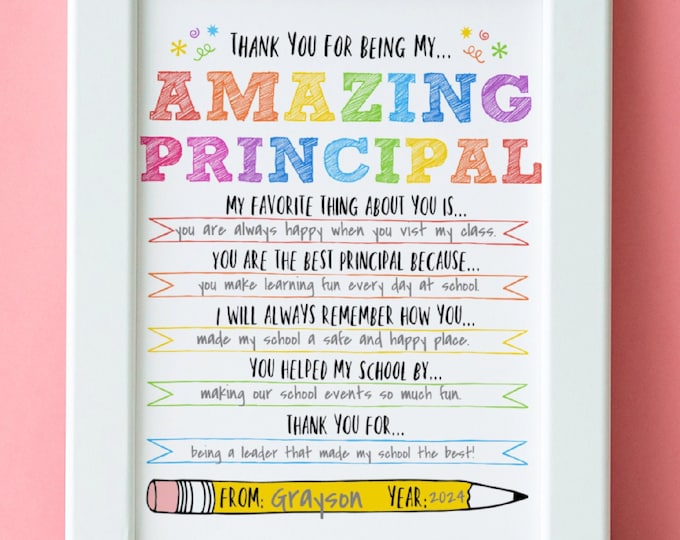 Principal Gift, Principal Appreciation Gift, Principal Valentine Print ...