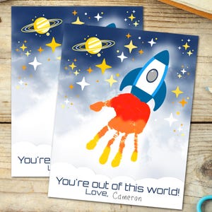 Handprint Art, Rocket Footprint Art, Birthday Gift From Kid for Mom ...