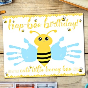 Happy Birthday Handprint Art, Personalized Gift From Grandkids ...