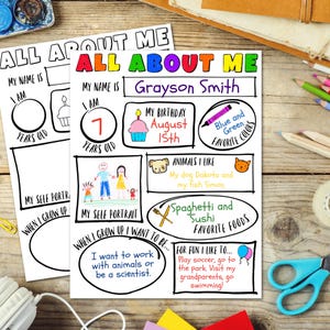 All About Me Coloring Page, Printable Back to School Worksheet Template ...