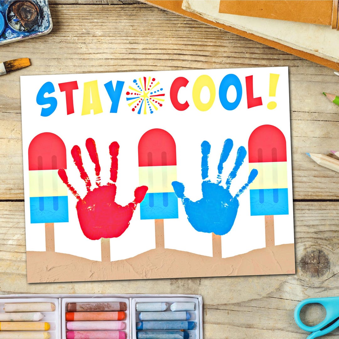4th of July Handprint Art, Patriotic Popsicle Bomb Pop Summer Footprint ...