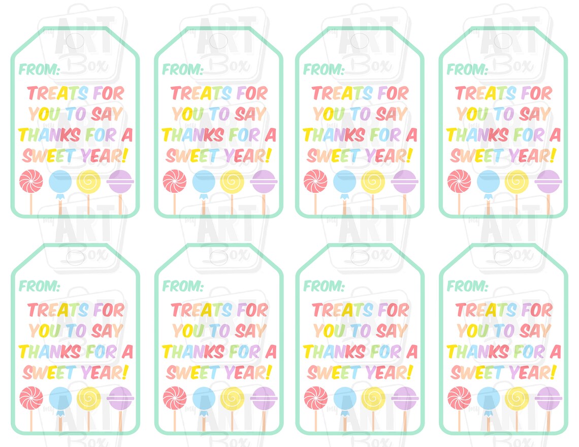 Teacher Appreciation Printable Gift Tags Teacher Thank You Sweet Treat ...