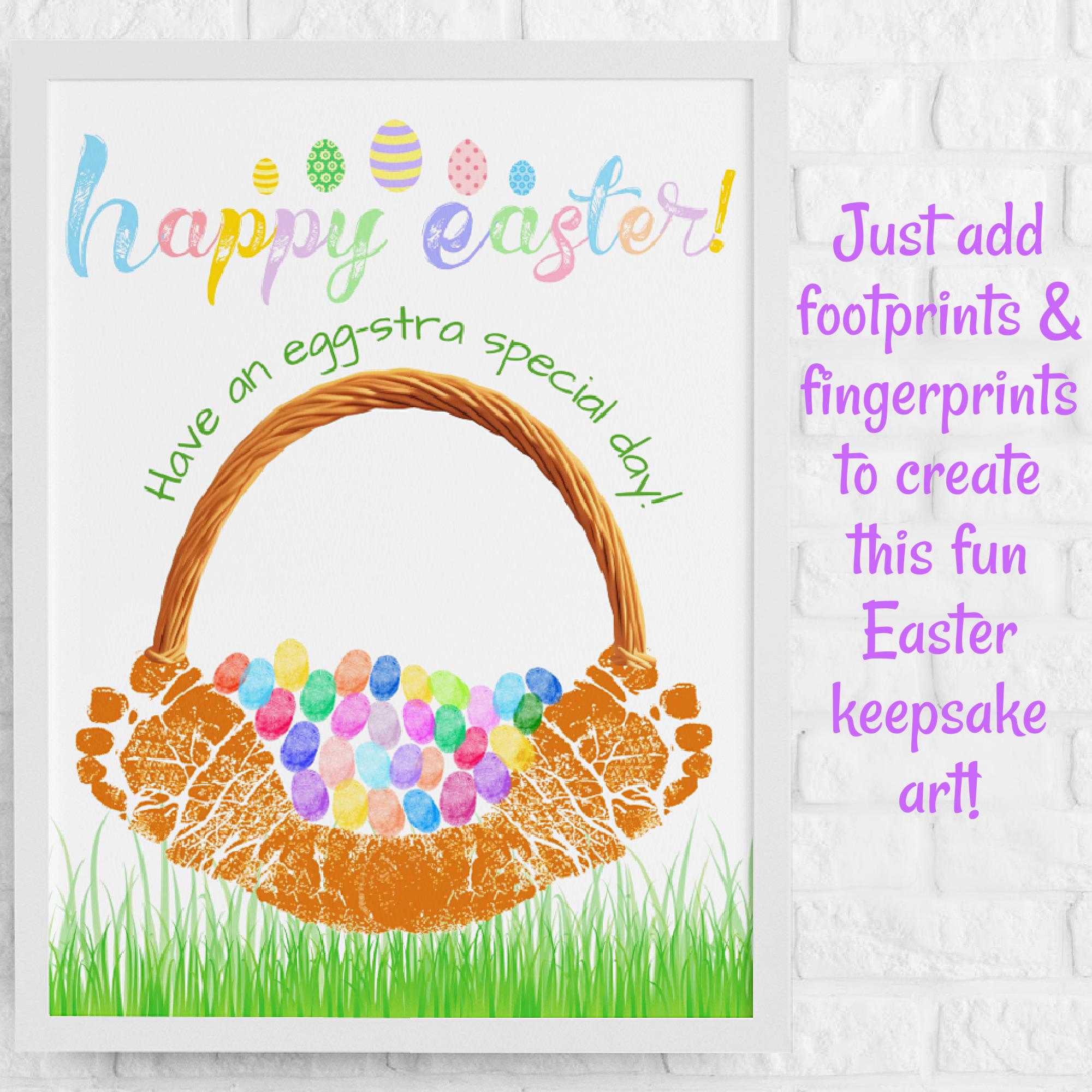 Easter Handprint Art, Easter Basket Footprint Art, Baby, Toddler Easter ...
