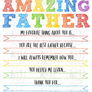 Father's Day Printable, Amazing Father About My Dad, Father's Day Gift ...