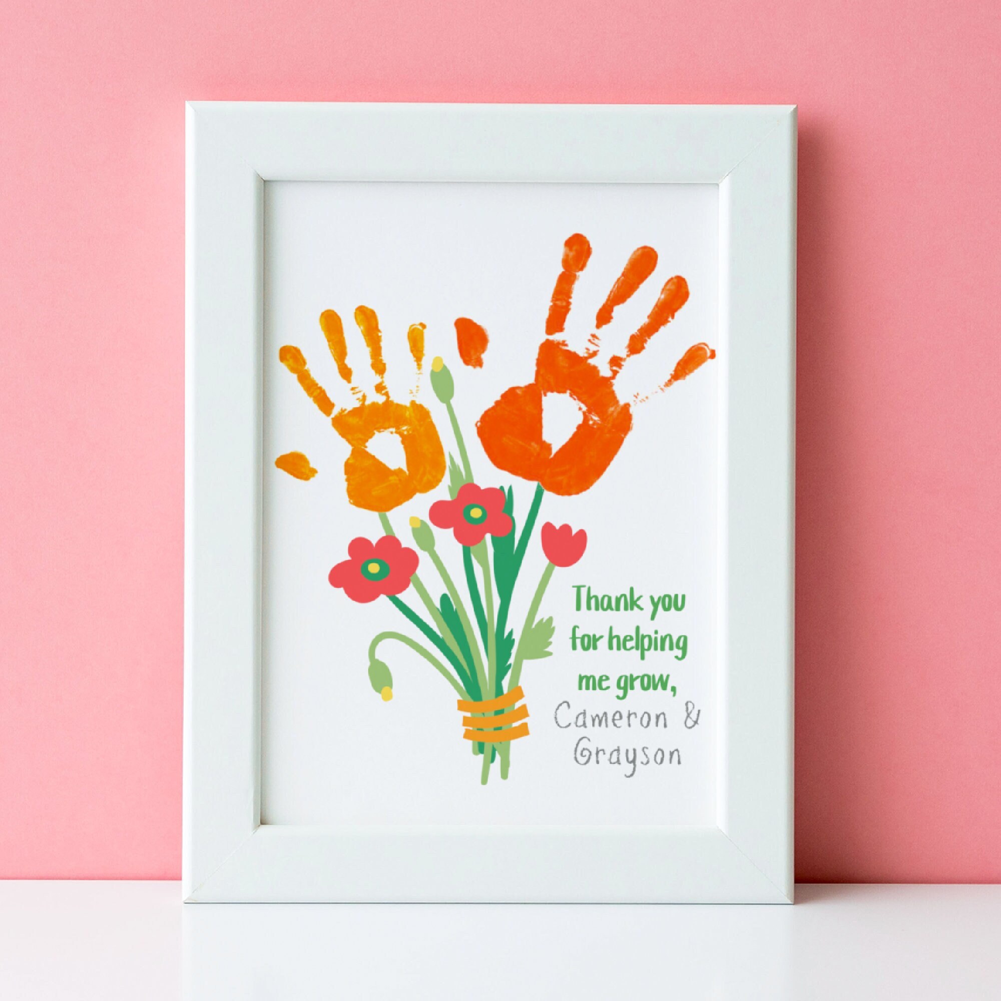 Handprint Art Printable for Teacher Appreciation, Mother's Day, Grandma ...