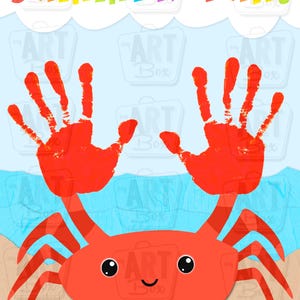 Summer Crab Handprint Art, Preschool Handprint Craft, Summer Art for ...