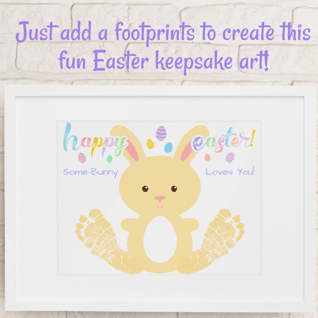 Easter Bunny Footprint Art, Easter Baby Craft, Happy Easter Handprint ...