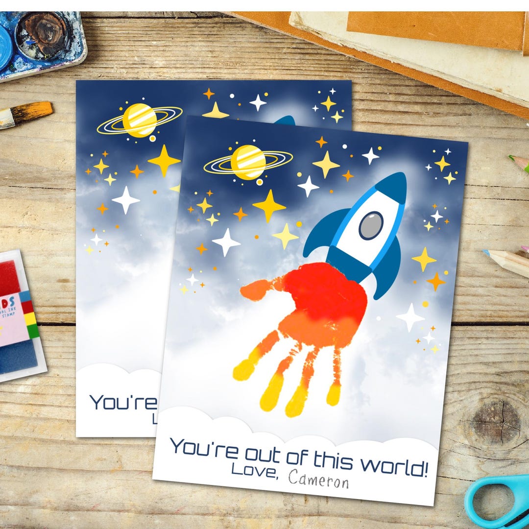 Handprint Art, Rocket Footprint Art, Birthday Gift From Kid for Mom ...