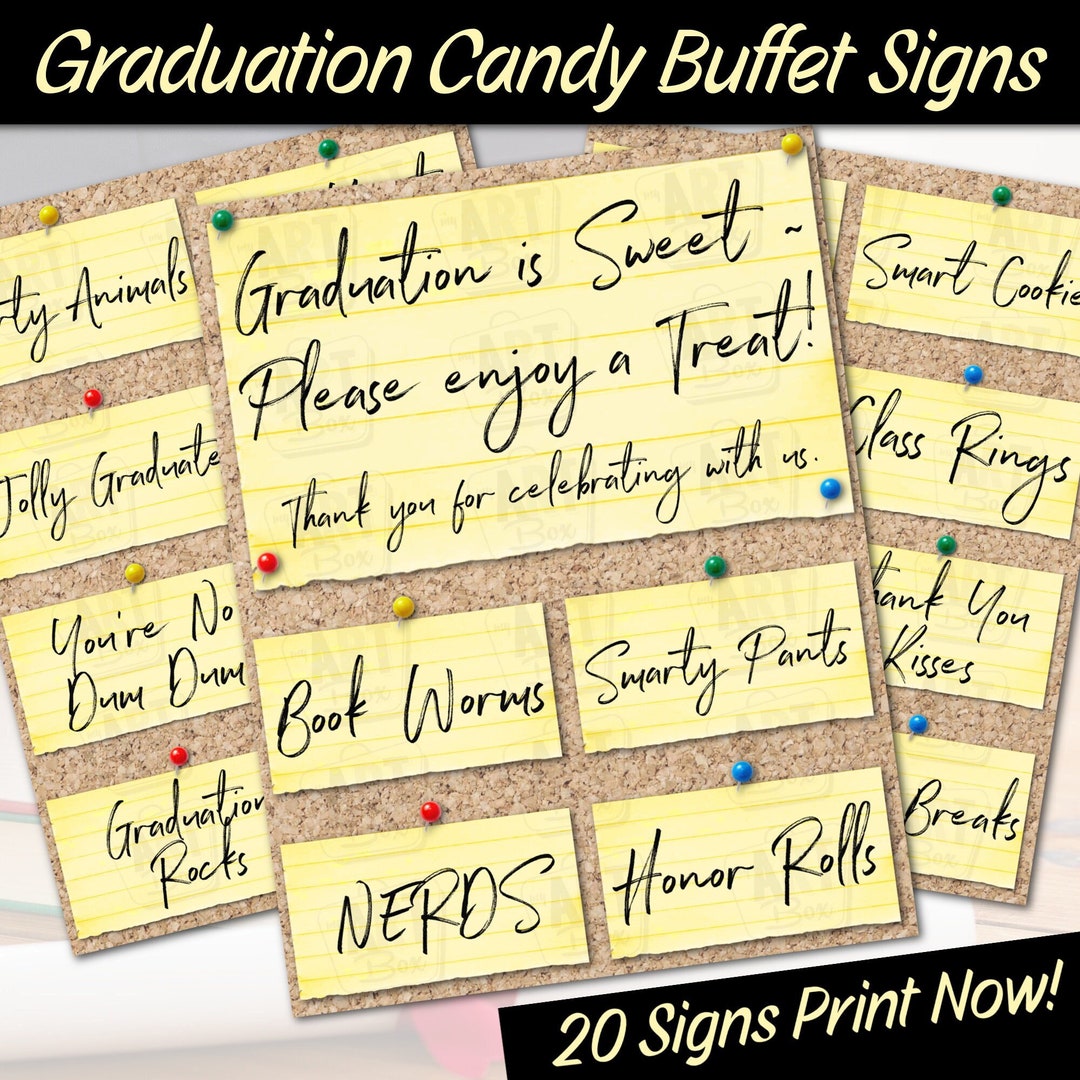 Candy Buffet Labels for Graduation Party Candy Bar PRINTABLE Signs ...