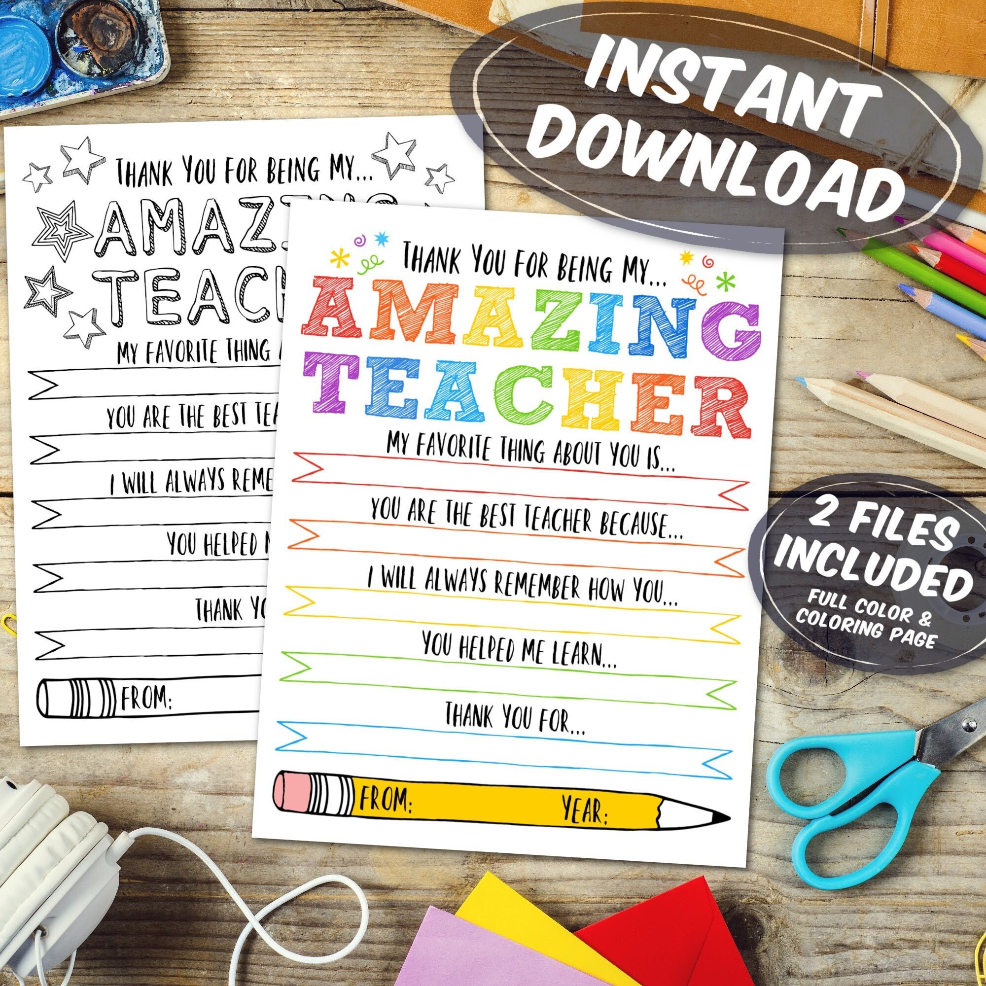 Teacher Appreciation Printable Personalized Teacher Gift Thank You ...