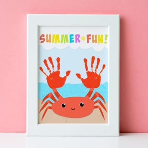 Summer Crab Handprint Art, Preschool Handprint Craft, Summer Art for ...