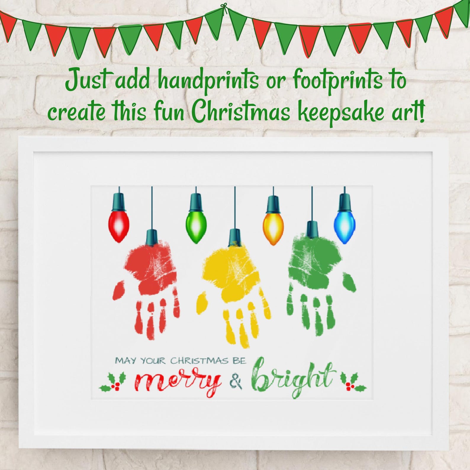 Christmas Handprint Art, Christmas Tree Lights Family Handprint Art ...