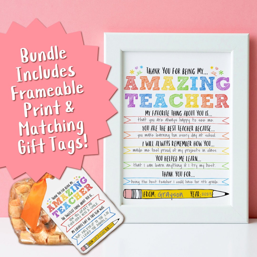 Teacher Appreciation Printable Bundle - Personalized Frameable Print ...