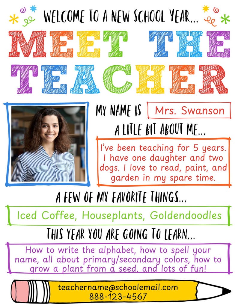 Meet the Teacher Template, Editable Back to School Open House Teacher ...