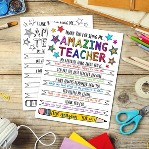 Teacher Appreciation Printable Personalized Teacher Gift Thank You ...