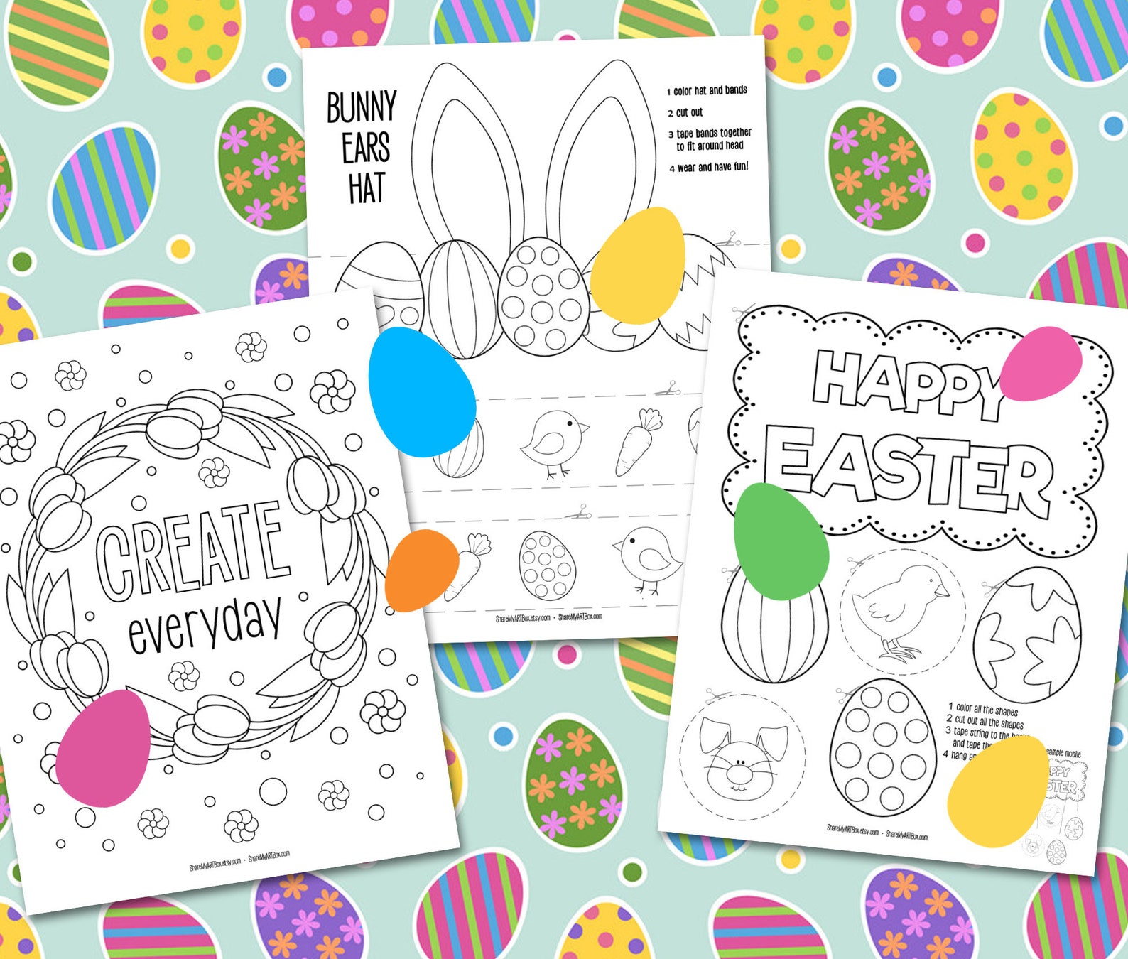 Kids EASTER Egg Art Activities, Craft, Coloring Sheets for Homeschool ...