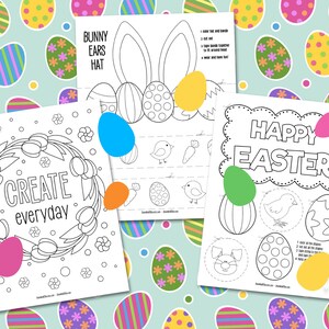 Kids EASTER Egg Art Activities, Craft, Coloring Sheets for Homeschool ...