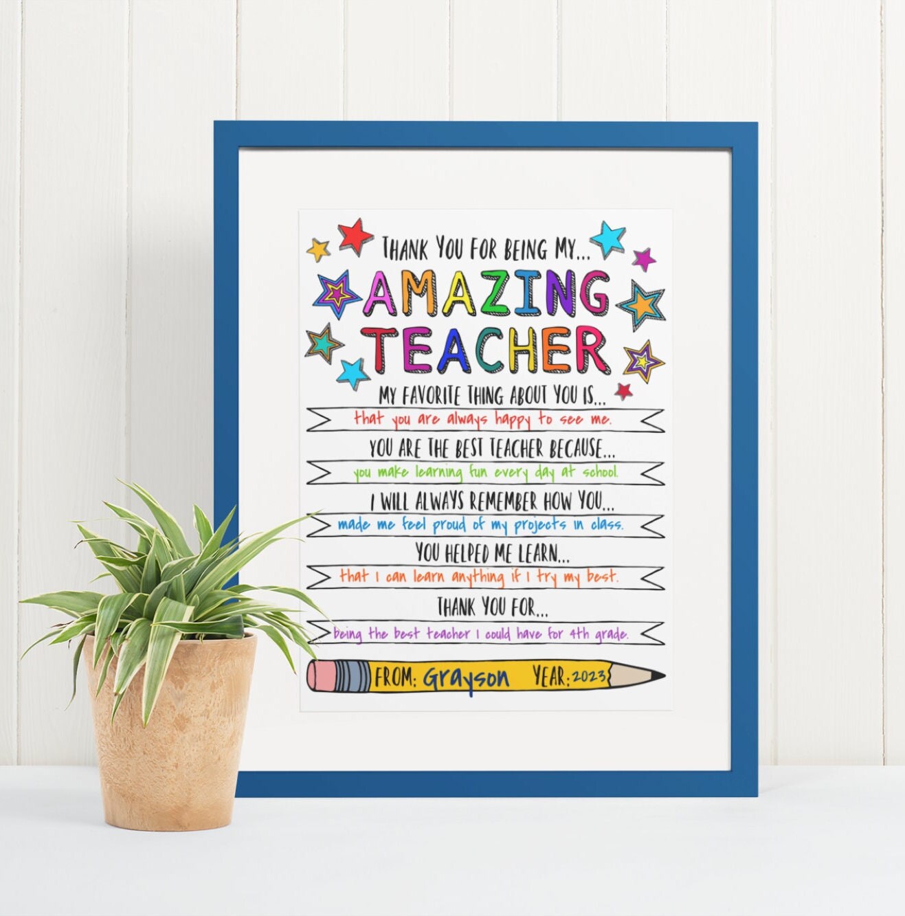 Teacher Appreciation Printable Coloring Page Personalized Teacher Gift ...