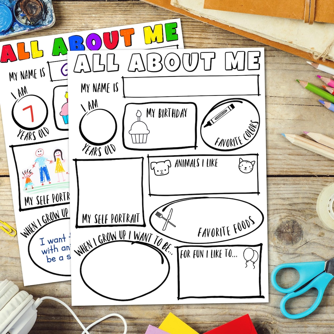All About Me Coloring Page, Printable Back to School Worksheet Template ...