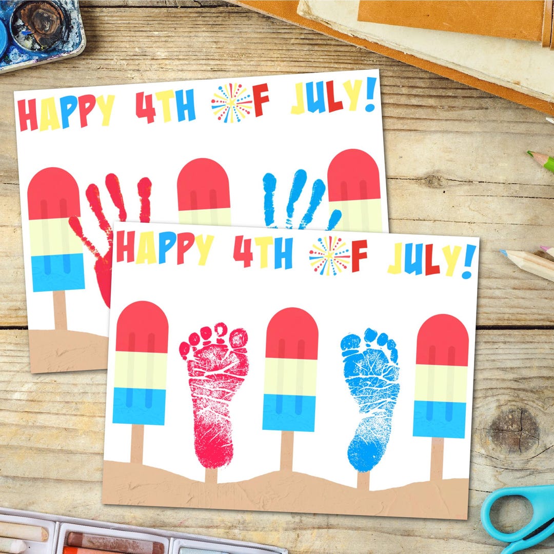 4th of July Summer Popsicle Handprint Footprint Art, Kids, Toddler ...