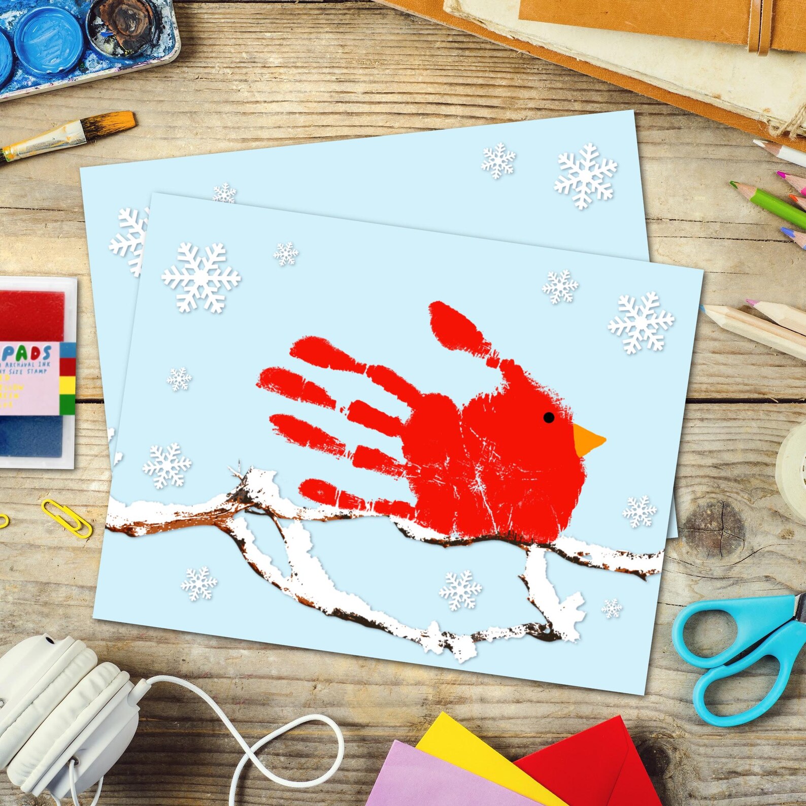 Winter Handprint Art, Red Cardinal Bird Handprint, Sunday School Craft ...