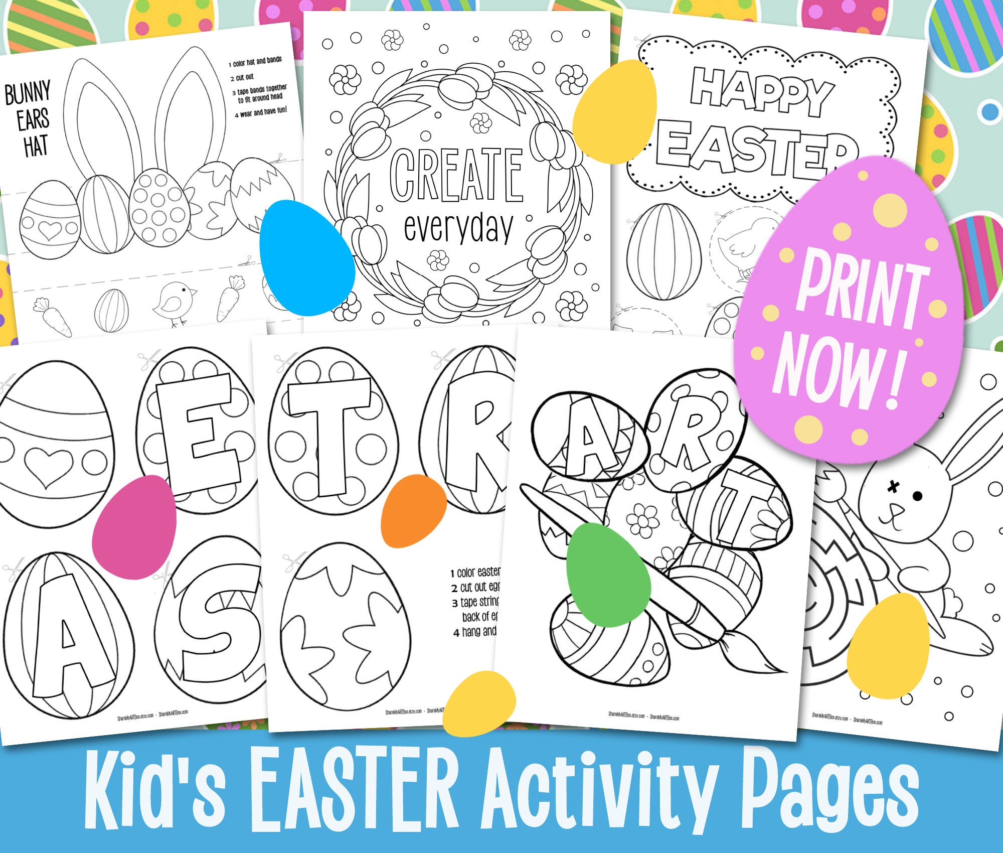 EASTER Printable Placemat Set and Activity Pages Bundle | Activity ...