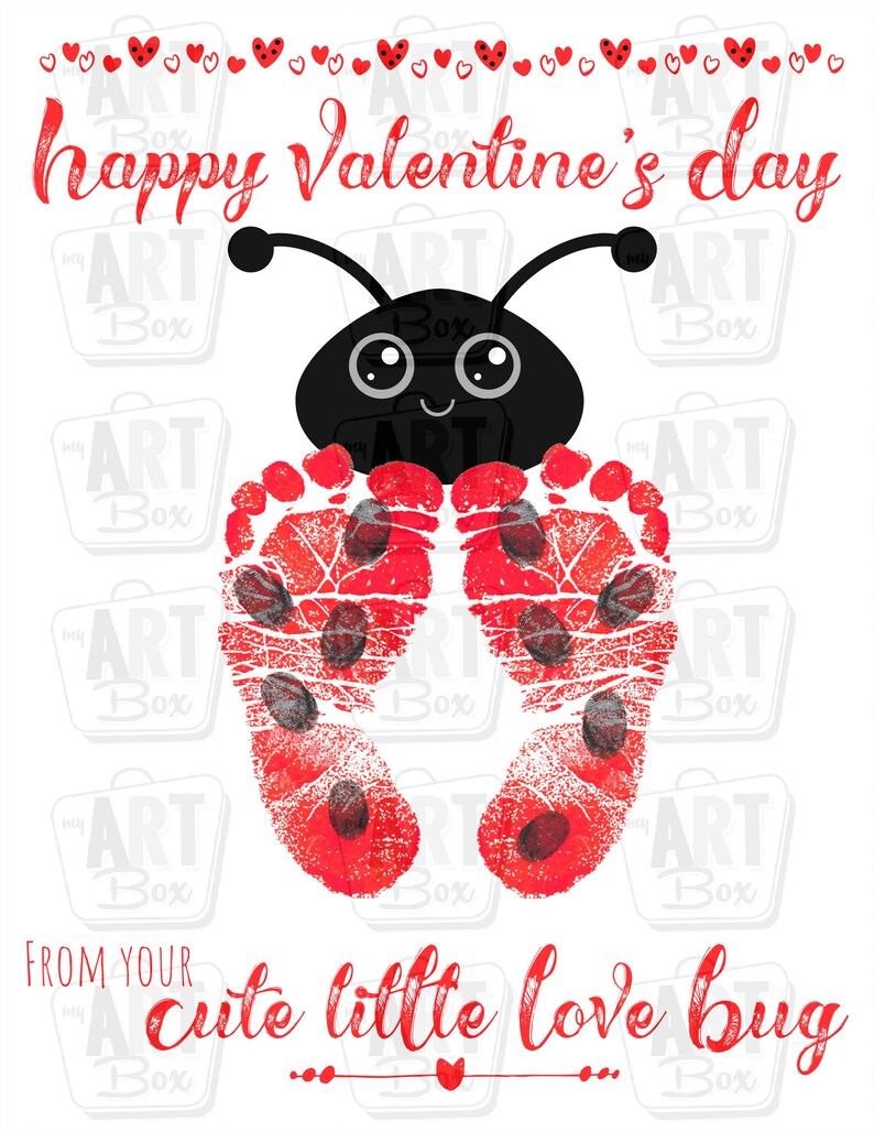 Love Bug Valentine's Day Ladybug Footprint Art, Daycare Valentines ...