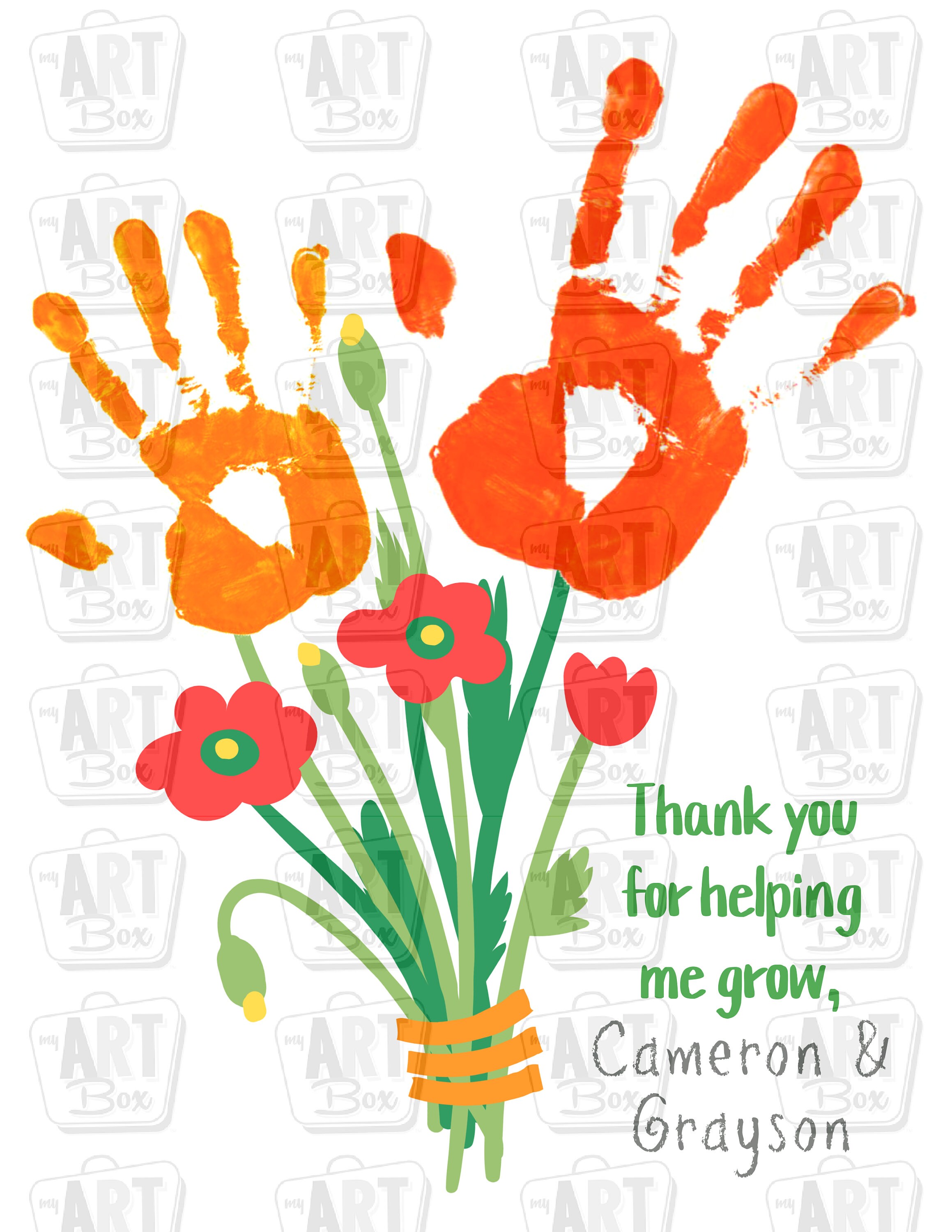 Handprint Art Printable for Teacher Appreciation, Mother's Day, Grandma ...