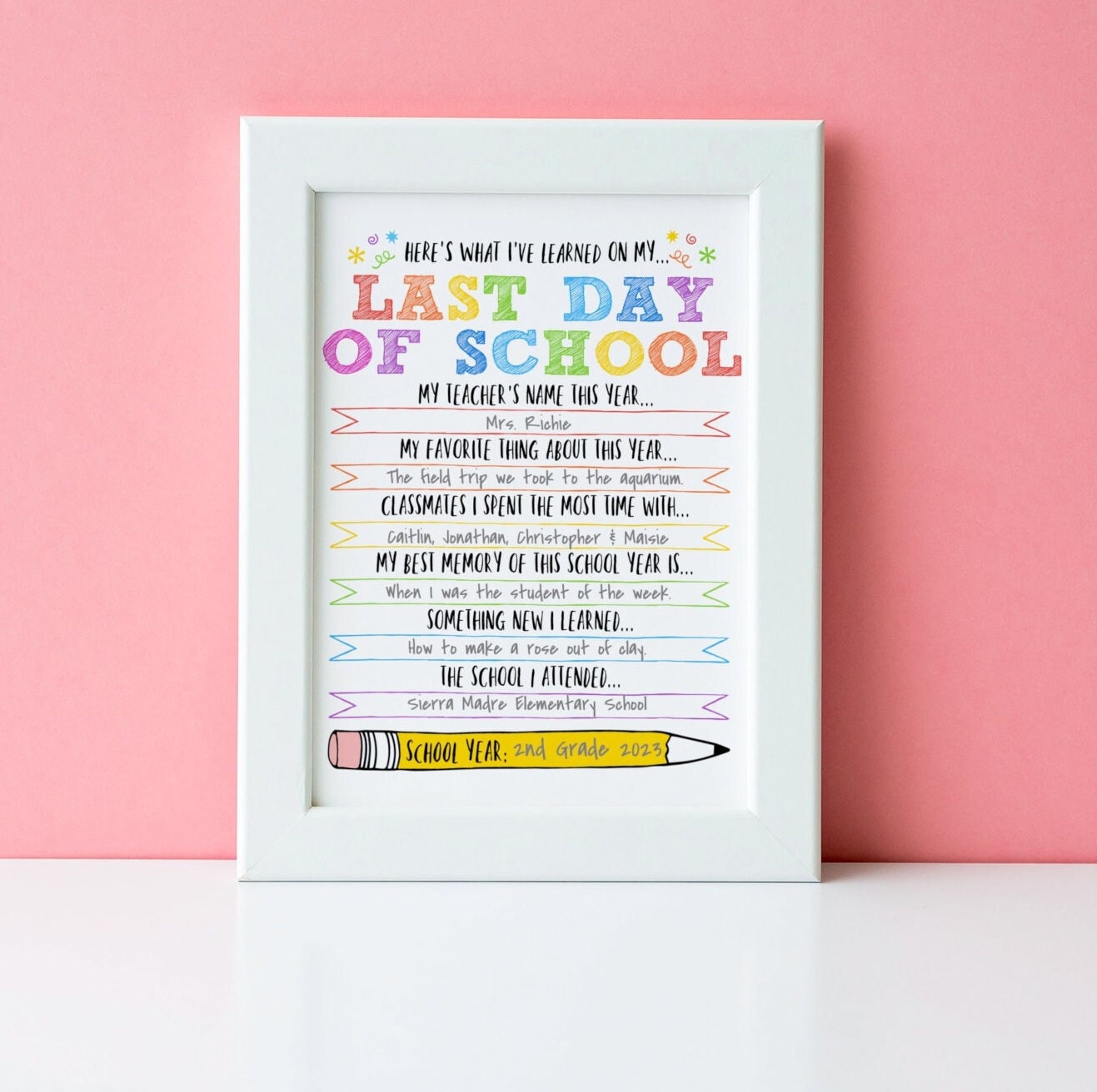 Last Day of School Printable End of School Year Questionnaire Last Day ...