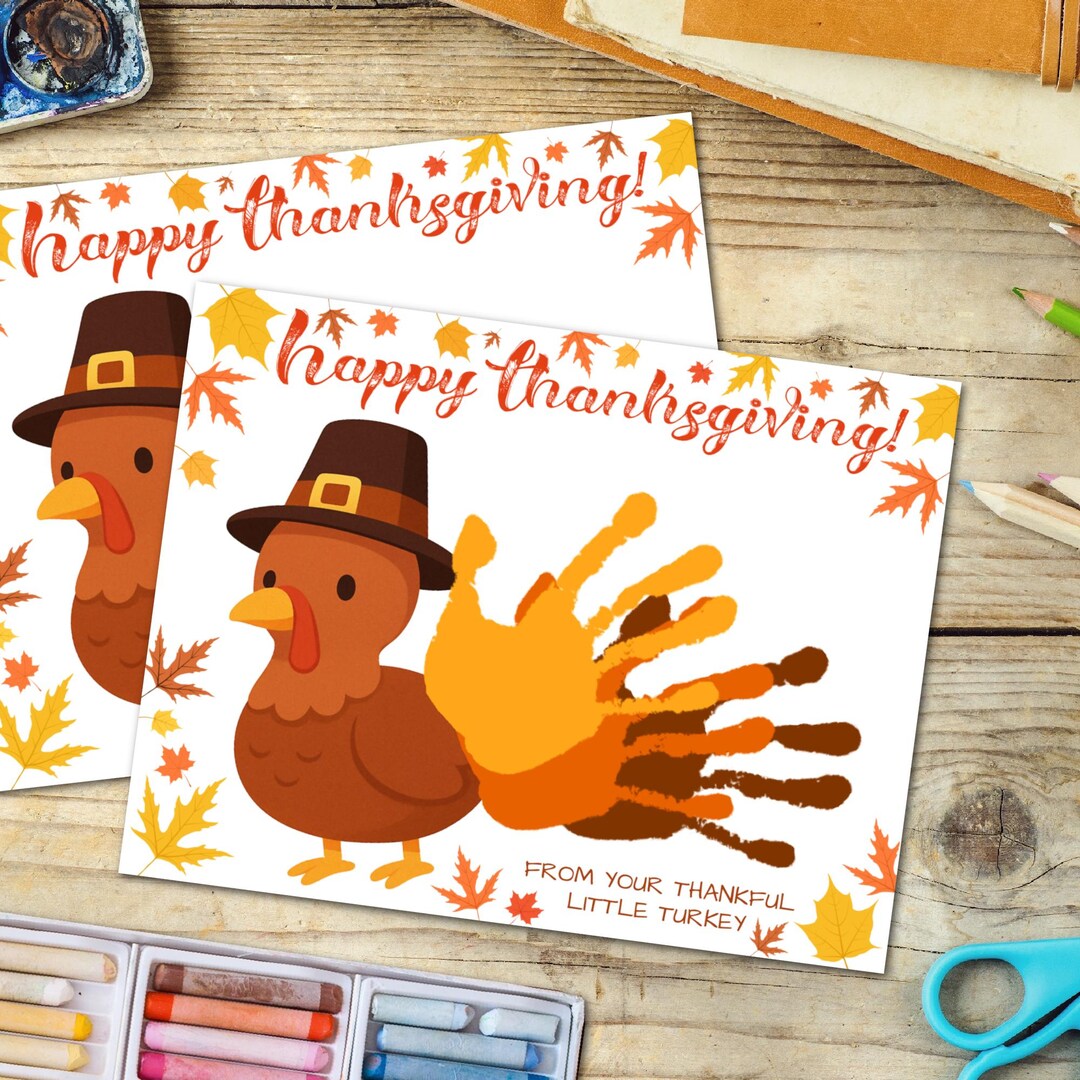 Thanksgiving Turkey Handprint Art, Fall Kids Painting Craft, Toddler ...