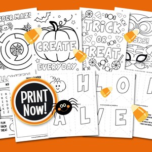 HALLOWEEN Activity and Coloring Pages Digital Download Kids Halloween ...
