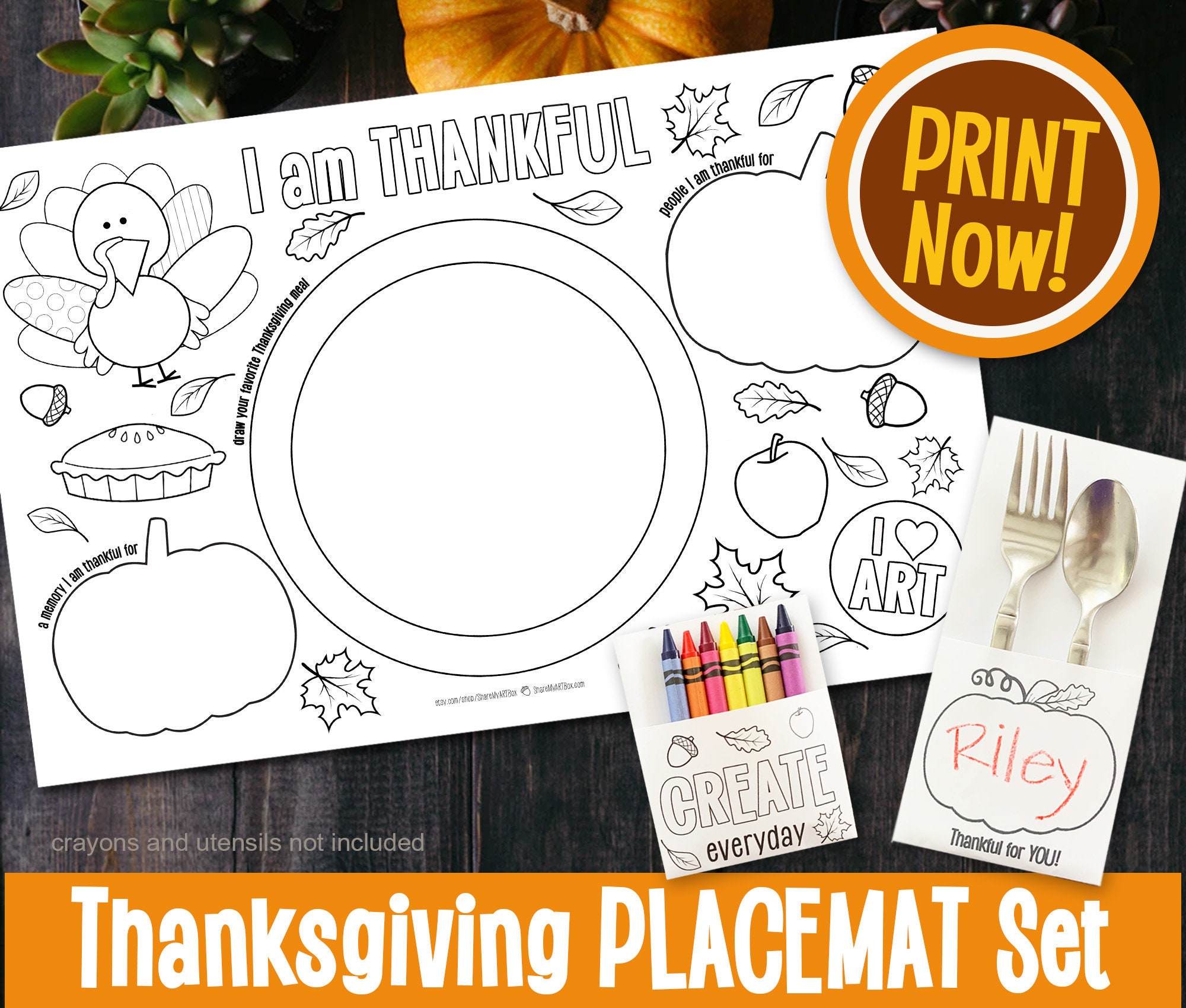 Thanksgiving Printable Placemat Set and Activity Pages Bundle Activity ...