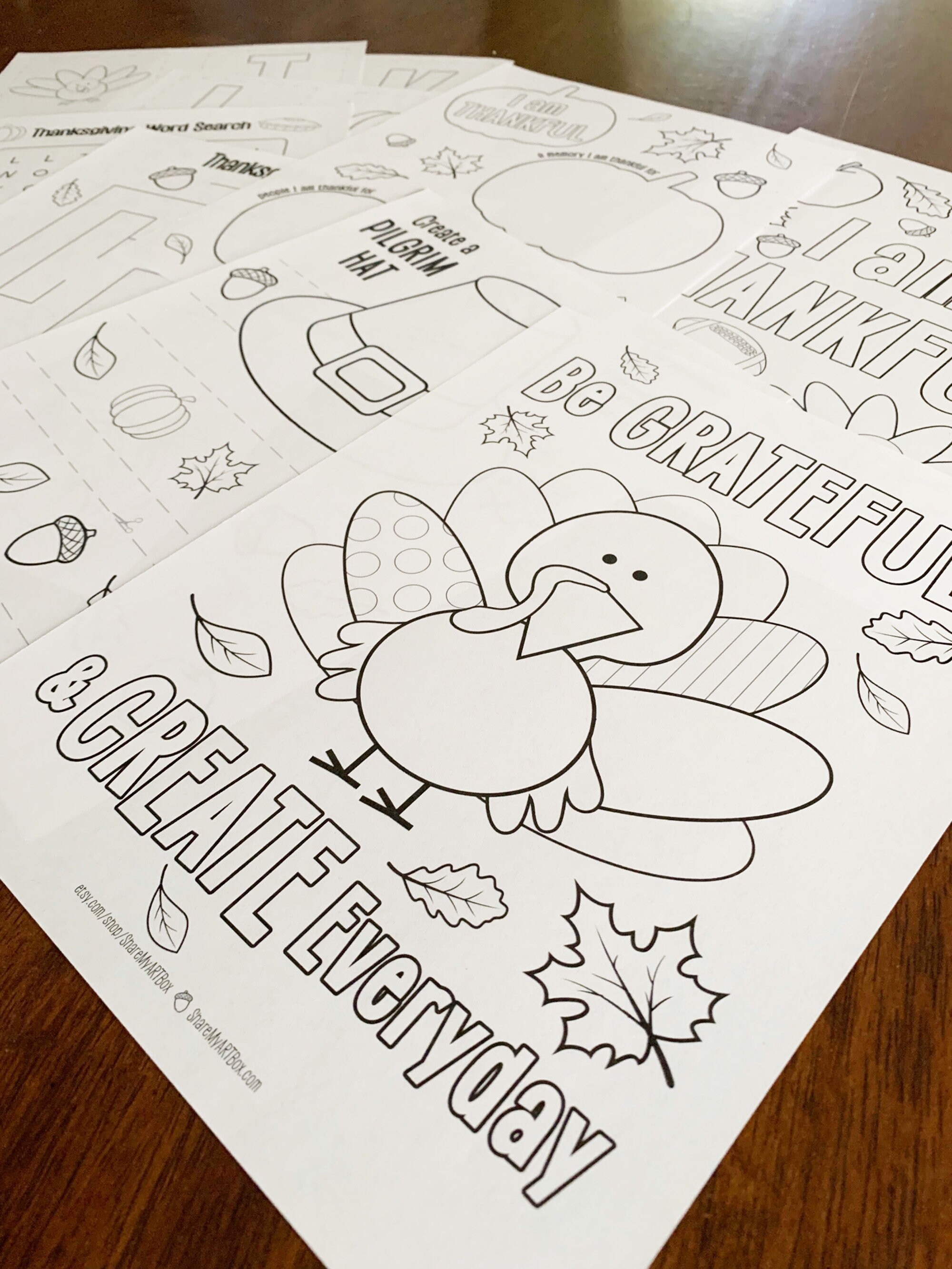 Kids Thanksgiving Activity & Coloring Pages, Digital Download Kids ...