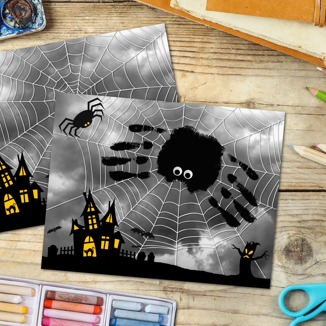 Halloween Spider Handprint Art, Handprint Spider Web Craft, Daycare ...