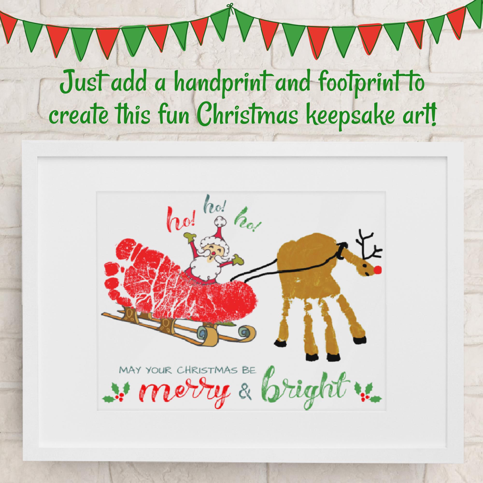 Christmas Handprint Art, Santa Sleigh Reindeer Handprint Footprint Art ...