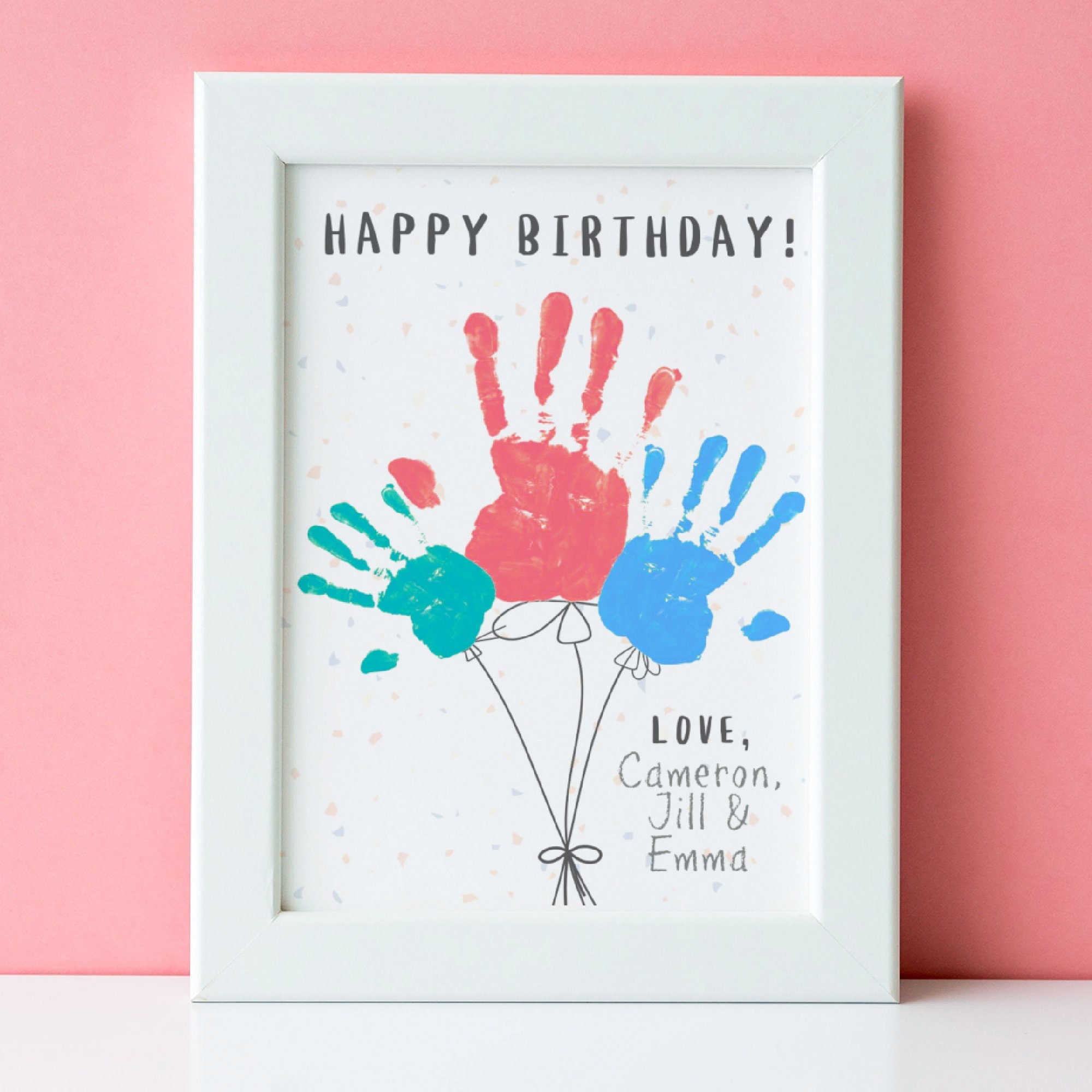 Handprint Art Happy Birthday Balloons Printable, Personalized Gift for ...