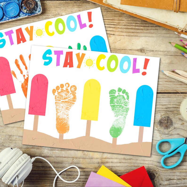 Summer Handprint Footprint Art for Kids Toddler Infant, Popsicle ...