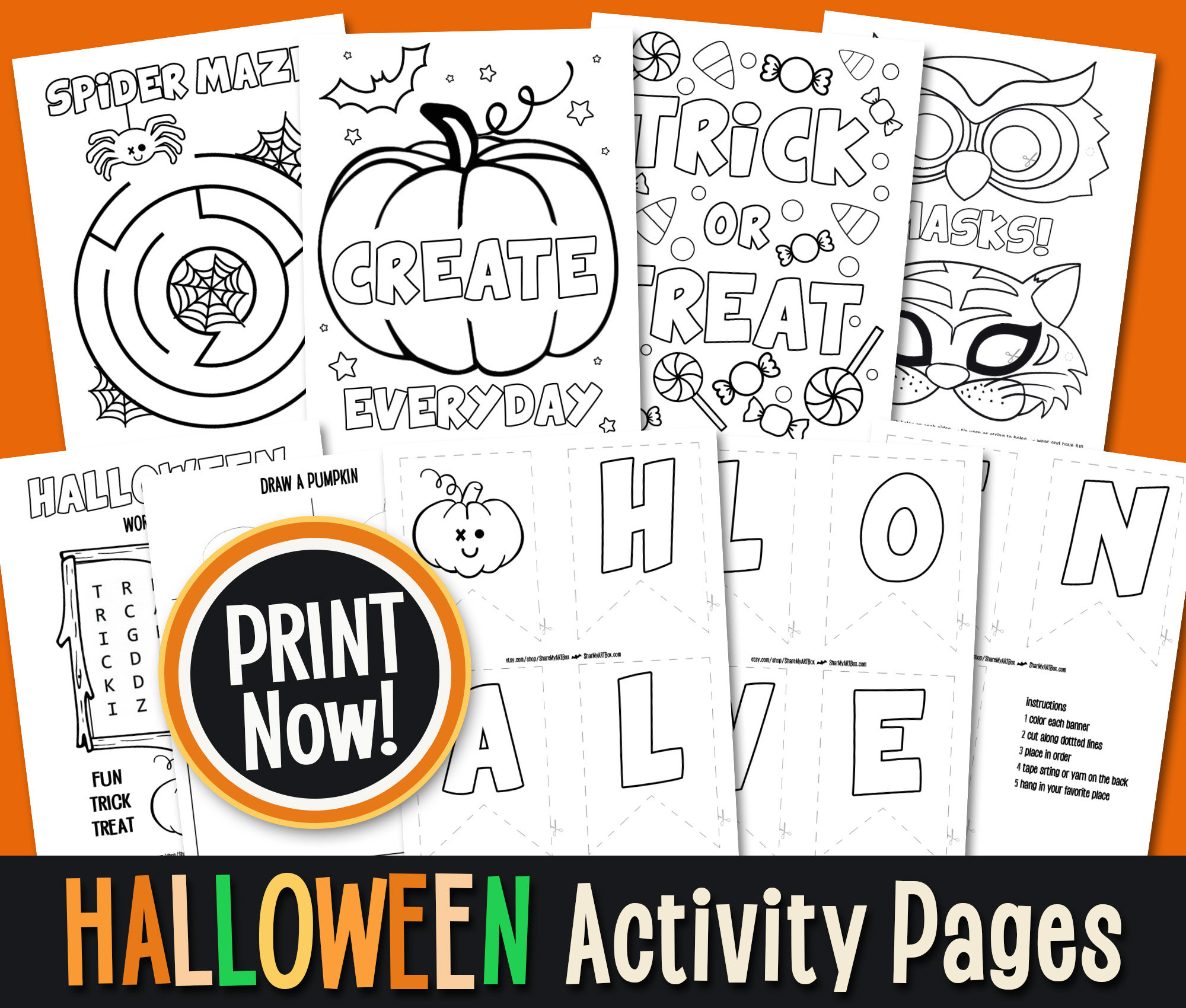 HALLOWEEN & THANKSGIVING Activity Bundle and Coloring Pages - Etsy