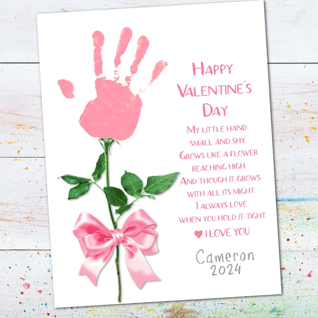 Flower Valentine's Day Handprint Art, Daycare Valentines, Gift for Mom ...