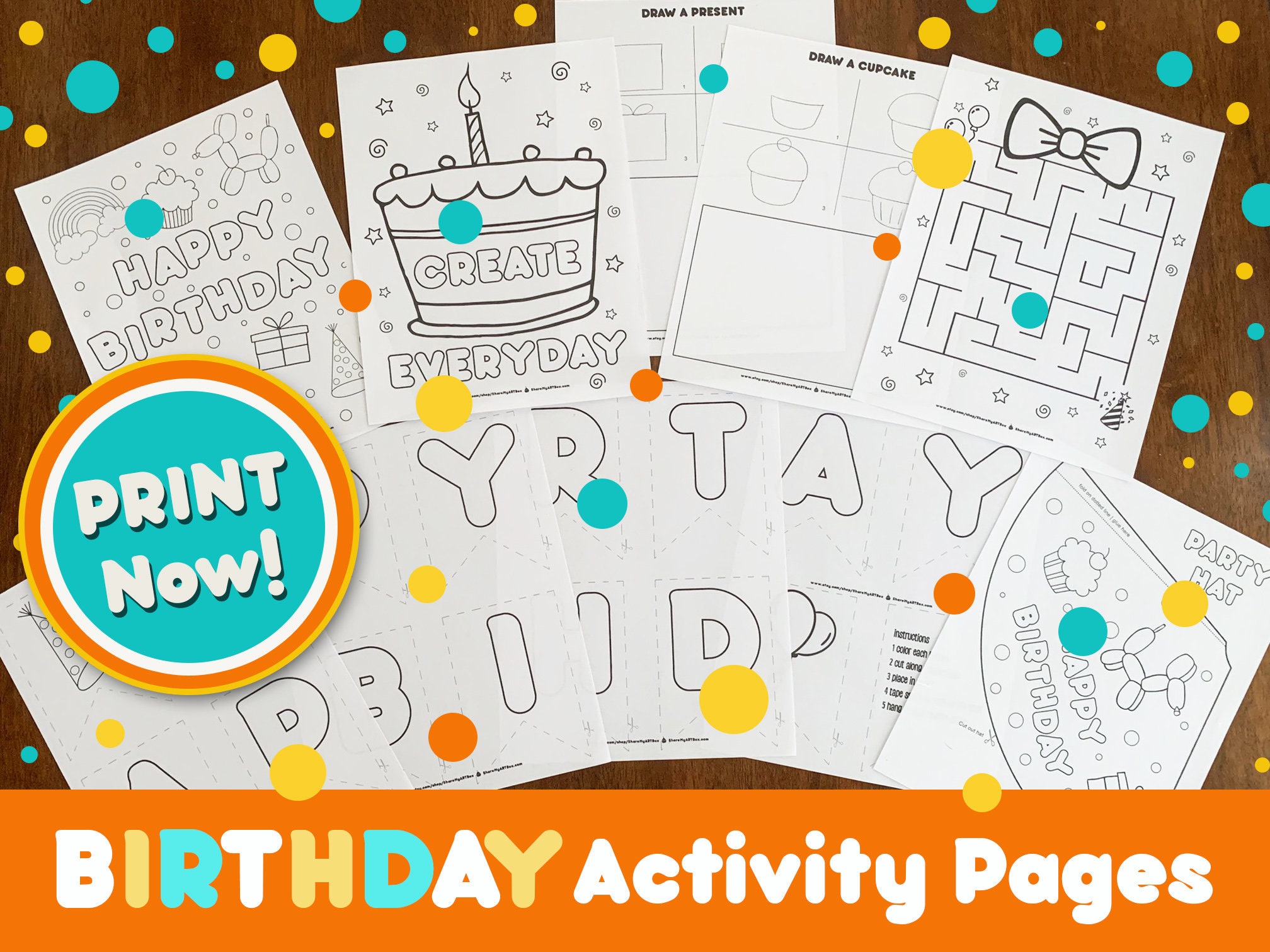 BIRTHDAY Banner Activity Pages Printable Birthday Coloring - Etsy