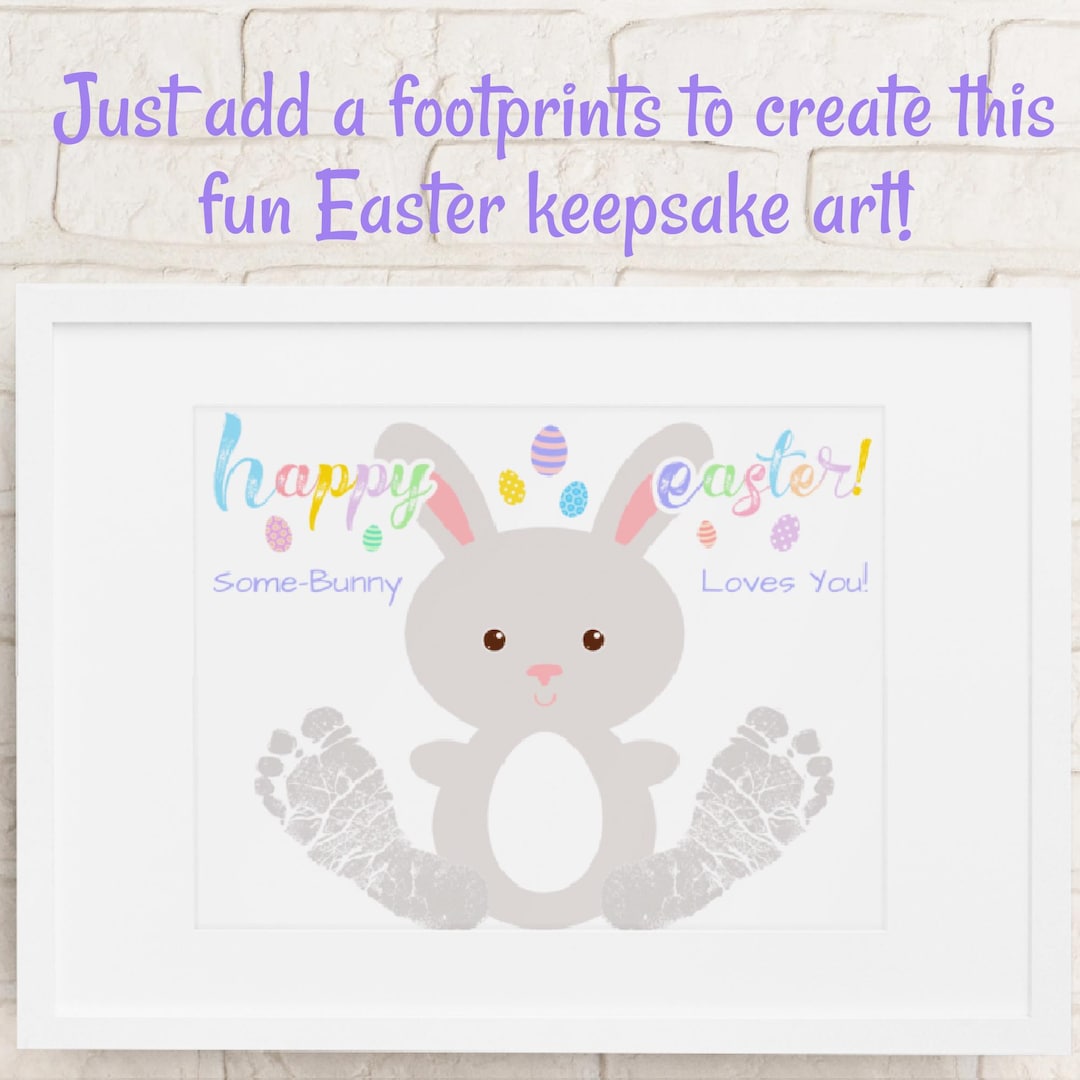 Happy Easter Footprint Art, Easter Bunny Handprint Art, Baby, Toddler ...