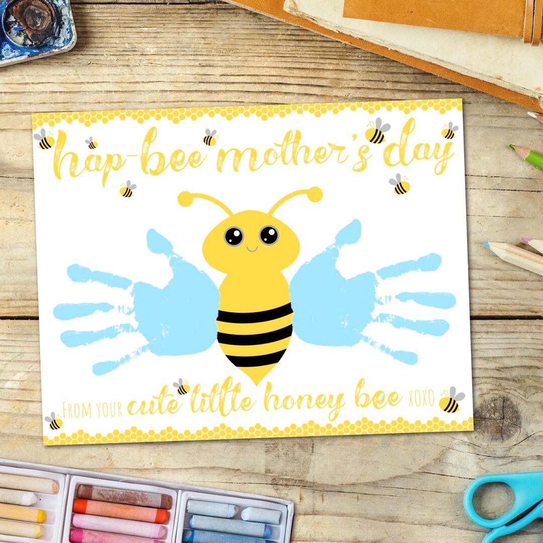 Mother's Day Bee Handprint Art, Personalized Gift for Grandma, Mom ...