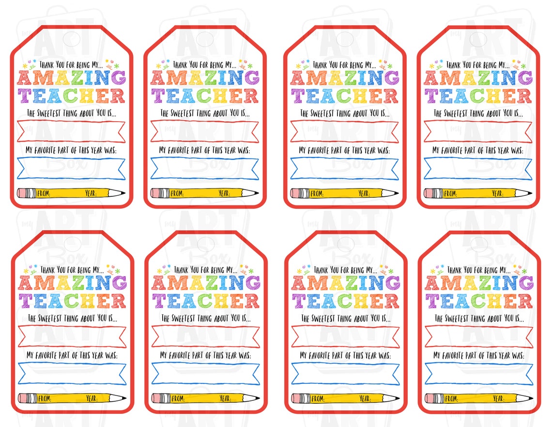 Teacher Appreciation Printable Gift Tags Teacher Thank You Sweet Treat ...