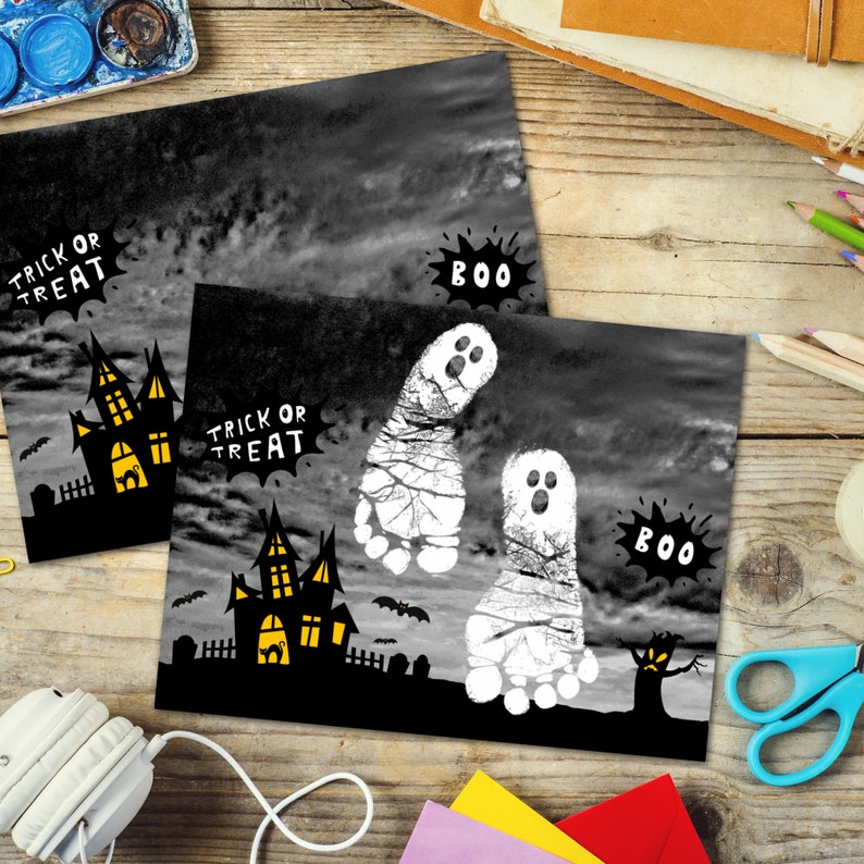 Halloween Footprint Art for Kids Toddler Infant, Ghost Footprint Craft ...