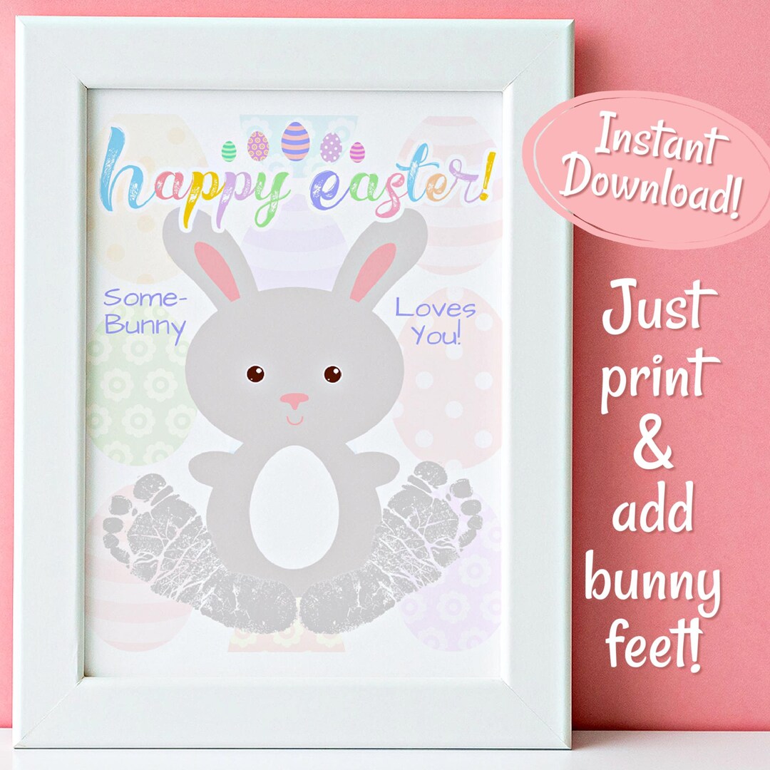 Easter Bunny Handprint Art, Happy Easter Footprint Art, Baby, Toddler ...