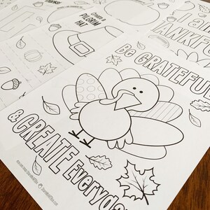 Thanksgiving Printable Placemat Set and Activity Pages Bundle Activity ...