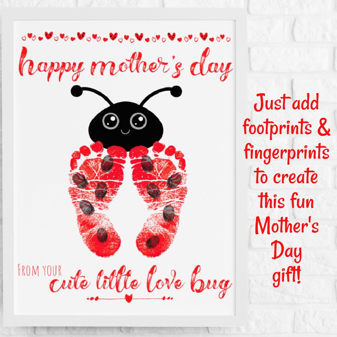Mother's Day Ladybug Footprint Art, Mothers Day Handprint Baby Craft ...