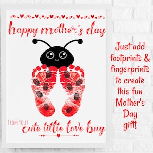 Mother's Day Ladybug Footprint Art, Mothers Day Handprint Baby Craft ...